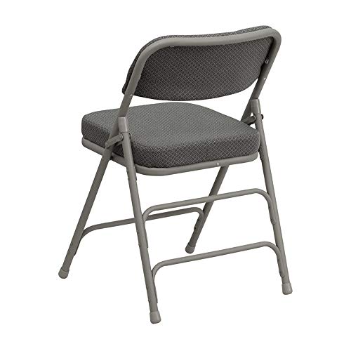 Flash Furniture 2 Pack HERCULES Series Premium Curved Triple Braced & Double Hinged Gray Fabric Metal Folding Chair