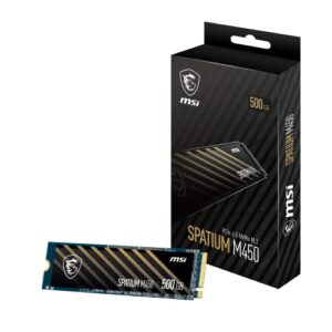 msi spatium m450 pcie 4.0 nvme m.2 500gb internal gaming ssd up to 3600mb/s 3d nand up to 600 tbw