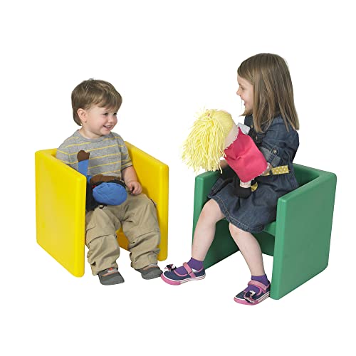 Children's Factory Cube Chairs, Set-4, Primary, CF910-007, Classroom Furniture, Kids Daycare and Preschool Flexible Seating, Toddler Reading Chair