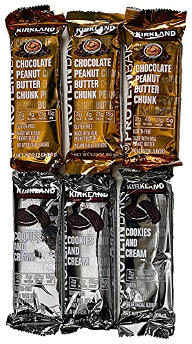 Kirkland Signature Protein Bars Chocolate Peanut Butter Chunk/ Cookies & Cream Flavor, 42.4 Oz, 20 Count