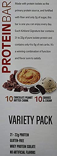 Kirkland Signature Protein Bars Chocolate Peanut Butter Chunk/ Cookies & Cream Flavor, 42.4 Oz, 20 Count