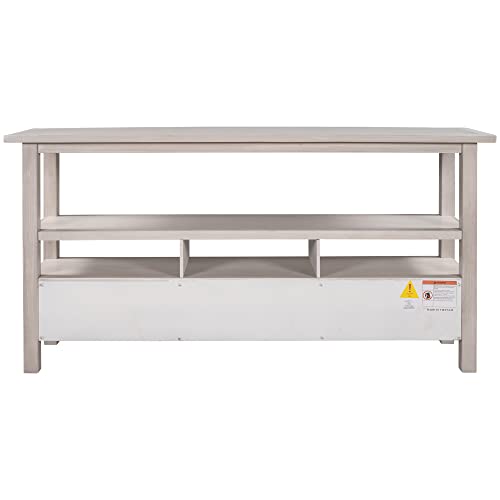 LUMISOL Entrayway Console Table Sofa Table Buffet Server with Double Storey Tabletop, 3 Drawers and 3 Intermediate Compartments for Living Room (Gray Wash)