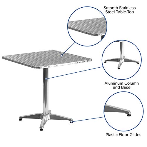 Flash Furniture 27.5'' Square Aluminum Indoor-Outdoor Table with Base