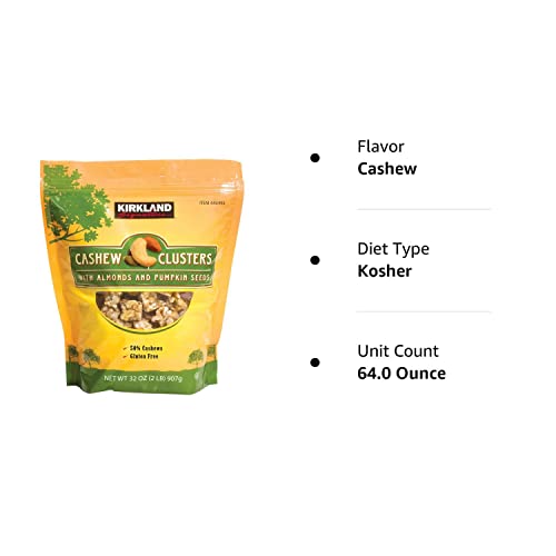 Kirkland Cashew Clusters with Almonds and Pumpkin Seeds Gluten Free 32 oz (Pack of 2)