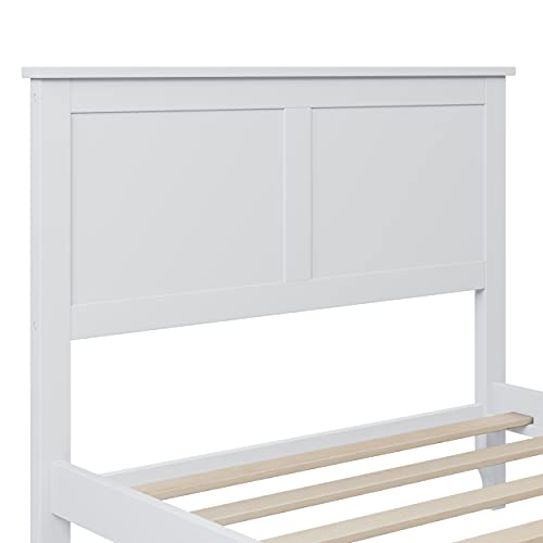 Knocbel Modern Full Platform Bed Frame with Headboard Footboard and 10 Slats Support, No Box Spring Needed, 76" L x 54.3" W x 38.2" H (White)