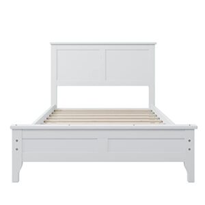 Knocbel Modern Full Platform Bed Frame with Headboard Footboard and 10 Slats Support, No Box Spring Needed, 76" L x 54.3" W x 38.2" H (White)