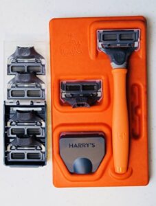 harry’s men’s razor set with 6 razor blades, bright orange