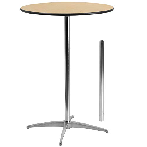 Flash Furniture 30'' Round Wood Cocktail Table with 30'' and 42'' Columns, Beige