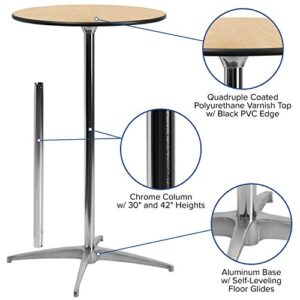 Flash Furniture 30'' Round Wood Cocktail Table with 30'' and 42'' Columns, Beige