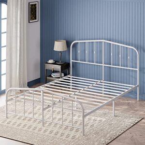 Zinus Heidi Metal Platform Bed Frame / Steel Mattress Foundation / No Box Spring Needed / Easy Assembly, White, Full