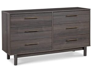 signature design by ashley brymont mid-century modern 6 drawer dresser, dark gray