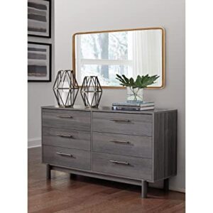 Signature Design by Ashley Brymont Mid-Century Modern 6 Drawer Dresser, Dark Gray