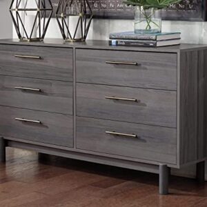 Signature Design by Ashley Brymont Mid-Century Modern 6 Drawer Dresser, Dark Gray