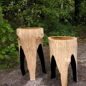 Tree Stump Table - Set Of Two, Log Stools, Reclaim Wood Coffee Tables, Rustic Furniture, Rough End Tables, Country House Decor