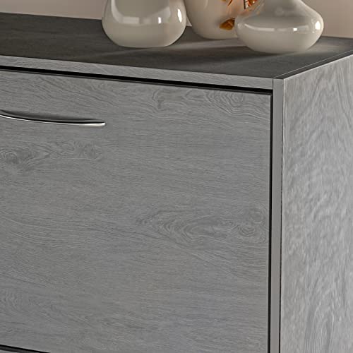 FUFU&GAGA Shoe Cabinet with 2 Flip Drawers for Entryway, Modern Shoe Storage Cabinet, Freestanding Shoe Rack Storage Organizer (23.6”W x 9.4”D x 31.4”H)(Grey-3 Flip Drawers)