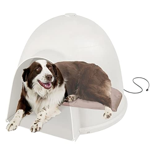 K&H Lectro - Soft Igloo Style Heated Bed and Cover Brown, Brown, L