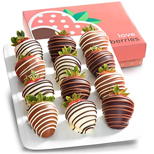 Golden State Fruit Chocolate Covered Strawberries, 12 Dark/Milk/White Delight