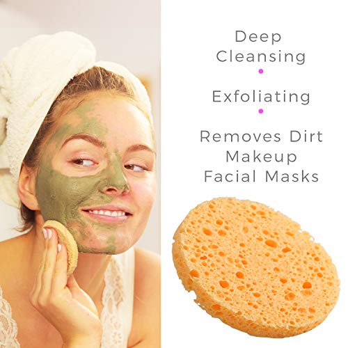 50-Count Compressed Facial Sponges, GAINWELL Cellulose Facial Sponges, 100% Natural Cosmetic Spa Sponges for Facial Cleansing, Exfoliating Mask, Makeup Removal