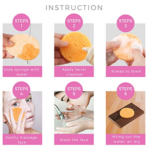 50-Count Compressed Facial Sponges, GAINWELL Cellulose Facial Sponges, 100% Natural Cosmetic Spa Sponges for Facial Cleansing, Exfoliating Mask, Makeup Removal