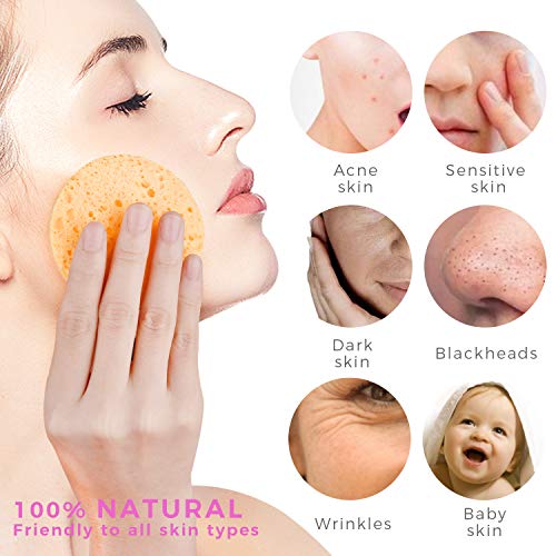 50-Count Compressed Facial Sponges, GAINWELL Cellulose Facial Sponges, 100% Natural Cosmetic Spa Sponges for Facial Cleansing, Exfoliating Mask, Makeup Removal