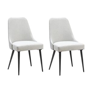 ball & cast kitchen chair modern upholstered dining chairs, desk chair side chair with metal legs, ivory set of 2