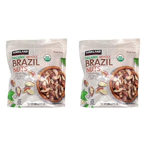 Kirkland Signature Organic Whole Brazil Nuts 1.5 lbs (Pack of 2)