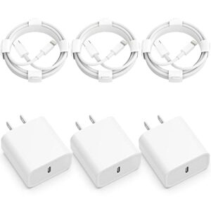 3-pack iphone 14 13 12 11 fast charger,【apple mfi certified】 20w pd usb c wall charger 6ft cable fasting charging adapter compatible with iphone 14pro/13 pro/12/12 pro max/11 pro max/xs max/xs/xr/x/8