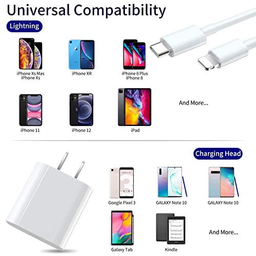 3-Pack iPhone 14 13 12 11 Fast Charger,【Apple MFi Certified】 20W PD USB C Wall Charger 6FT Cable Fasting Charging Adapter Compatible with iPhone 14Pro/13 Pro/12/12 Pro Max/11 Pro Max/XS Max/XS/XR/X/8