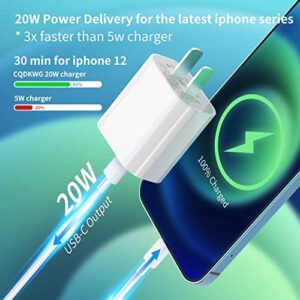 3-Pack iPhone 14 13 12 11 Fast Charger,【Apple MFi Certified】 20W PD USB C Wall Charger 6FT Cable Fasting Charging Adapter Compatible with iPhone 14Pro/13 Pro/12/12 Pro Max/11 Pro Max/XS Max/XS/XR/X/8