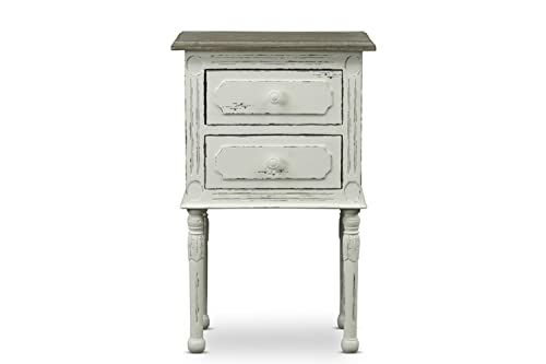 Baxton Studio Anjou Traditional French Accent Nightstand, Medium, White