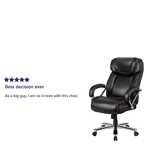 Flash Furniture HERCULES Series Big & Tall 500 lb. Rated Black LeatherSoft Executive Swivel Ergonomic Office Chair with Extra Wide Seat