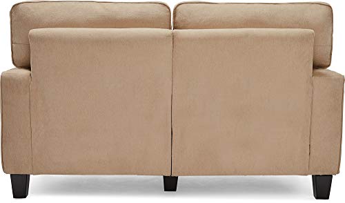 Serta Palisades Upholstered Sofas for Living Room Modern Design Couch, Straight Arms, Soft Fabric Upholstery, Tool-Free Assembly, 61" Loveseat, Sand Beige