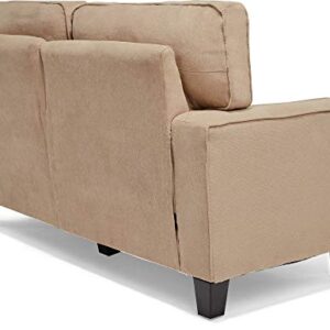 Serta Palisades Upholstered Sofas for Living Room Modern Design Couch, Straight Arms, Soft Fabric Upholstery, Tool-Free Assembly, 61" Loveseat, Sand Beige