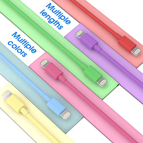 [Apple MFi Certified] iPhone Charger, 6Pack(3/3/6/6/6/10 FT) Lightning Cable Apple Charging Cable Fast Charging High Speed USB Cable Compatible iPhone 14/13/12/11 Pro Max/XS MAX/XR/XS/X/8-multicolor