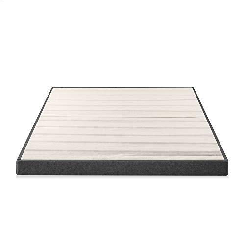 ZINUS Upholstered Metal and Wood Box Spring / 4 Inch Mattress Foundation / Easy Assembly / Fabric Paneled Design, King