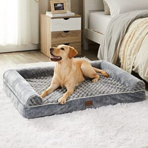 bfpethome dog beds for large dogs, orthopedic dog bed for medium large dogs, egg- foam dog crate bed (xl(42 * 30 * 7 inch), grey)