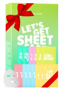 i dew care sheet mask pack – let’s get sheet faced | mother’s day, 14-day intense skincare makeover with collagen, tea tree oil, eucalyptus, lotus flower, 14 count