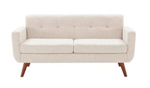 tbfit 65″ w loveseat sofa, mid century modern decor love seats furniture, button tufted upholstered love seat couch for living room (cream beige)