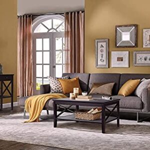 ChooChoo Oxford Coffee Table with Thicker Legs, Espresso Wood Coffee Table with Storage for Living Room 40 inches