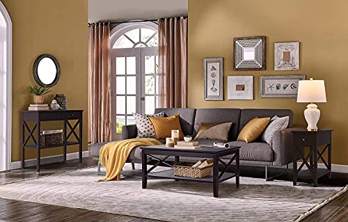 ChooChoo Oxford Coffee Table with Thicker Legs, Espresso Wood Coffee Table with Storage for Living Room 40 inches