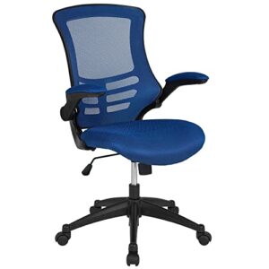 flash furniture kelista mid-back blue mesh swivel ergonomic task office chair with flip-up arms