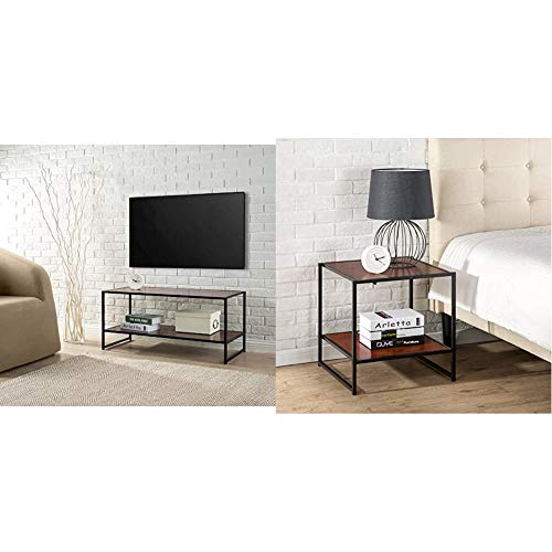 Zinus Modern Studio Collection TV Media Stand/Table/Good Design Award Winner with 20 Inch Square Side/End Table/Night Stand/Coffee Table/Good Design Award Winner, Brown