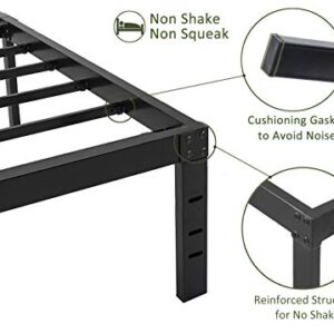 45MinST 18 Inch Maximum Storage Bed Frame/Reinforced Platform /3500lbs Heavy Duty/Easy Assembly/ Mattress Foundation/Steel Slat/Noise Free, King