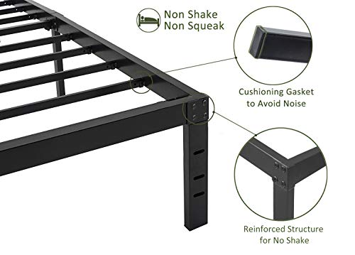 45MinST 18 Inch Maximum Storage Bed Frame/Reinforced Platform /3500lbs Heavy Duty/Easy Assembly/ Mattress Foundation/Steel Slat/Noise Free, King