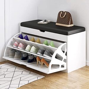 zzff ss&ll shoe storage bench with hidden shoe rack,leather entryway shoe bench seat shoe organizer shoe cabinet,modern entry decorative furniture-c-white 60x30x50cm(24x12x20inch)