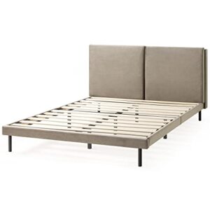 ZINUS Taylor Velvet Upholstered Platform Bed Frame with Split Headboard / Velvet Bed Frame / No Box Spring Needed / Easy Assembly, Latte, King