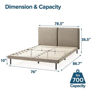 ZINUS Taylor Velvet Upholstered Platform Bed Frame with Split Headboard / Velvet Bed Frame / No Box Spring Needed / Easy Assembly, Latte, King