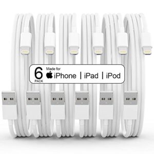 6pack(3/3/6/6/6/10 ft)[apple mfi certified] iphone charger long lightning cable fast charging high speed data sync usb cable compatible iphone 14/13/12/11 pro max/xs max/xr/xs/x/8/7/plus ipad airpods