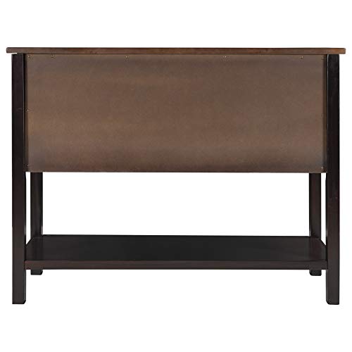 Modern Console Table Sofa Table, 43'' Sideboard Storage Cabinet with 4 Drawers, 1 Cabinet and 1 Shelf, Entryway Table for Living Room/Kitchen Dining Room (Espresso+P@)