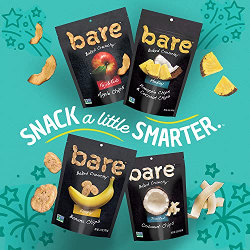 Bare Baked Crunchy Fruit Snack Pack, Gluten Free, Apples, Bananas, and Coconut Flavors, 0.53 Ounce (Pack of 16)